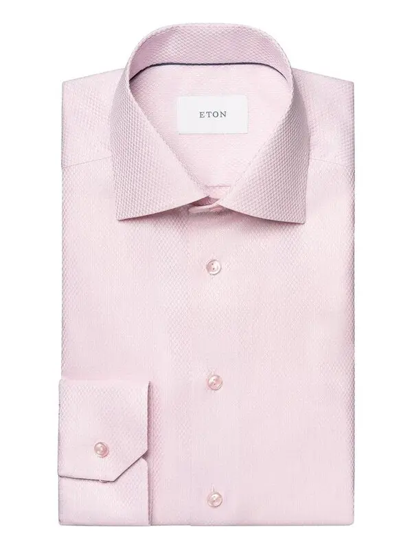 Eton Contemporary Fit Textured Solid Dress Shirt - Medium Pink