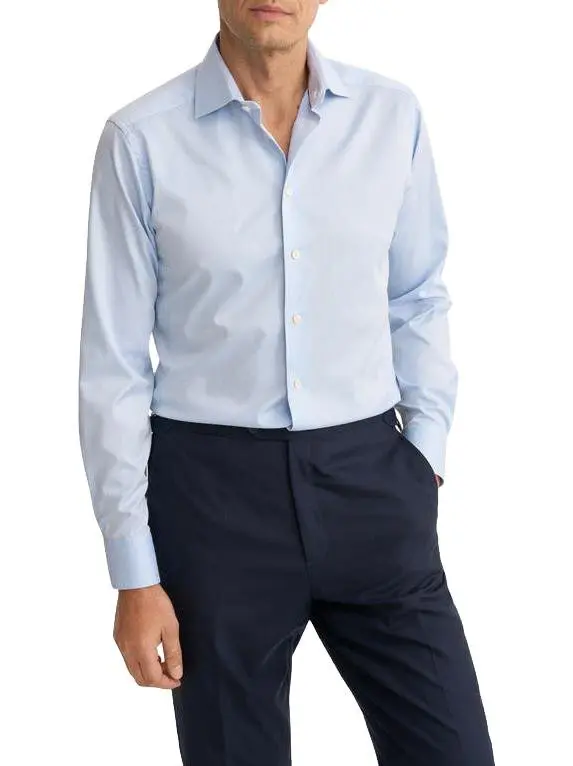 Eton Contemporary Fit Cotton Twill Dress Shirt - Light Blue