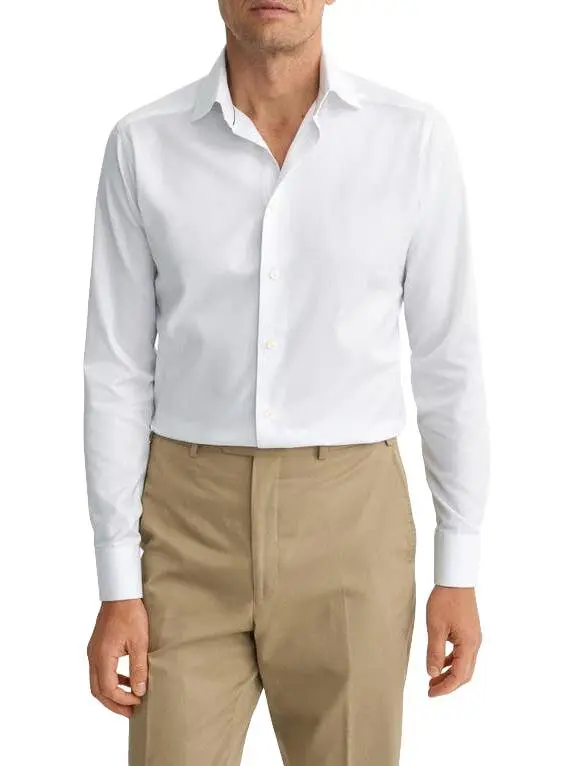 Eton Contemporary Fit Cotton Twill Dress Shirt - White