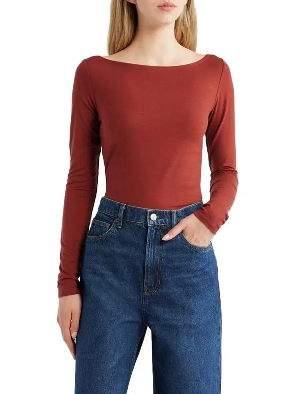 REFORMATION Wiley Long Sleeve Knit Top - Fig Jam