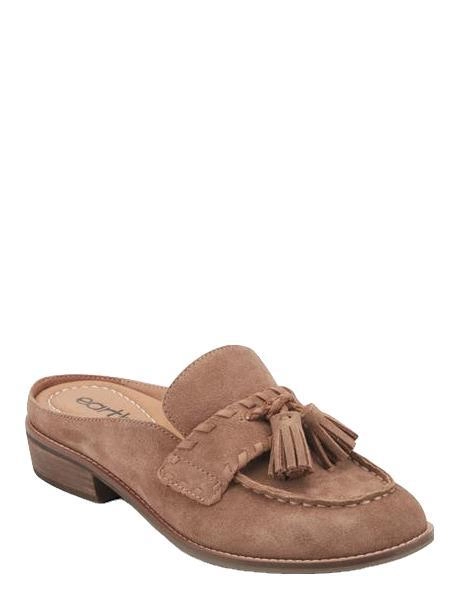 Earth Elison Loafer Mule - Tan Suede