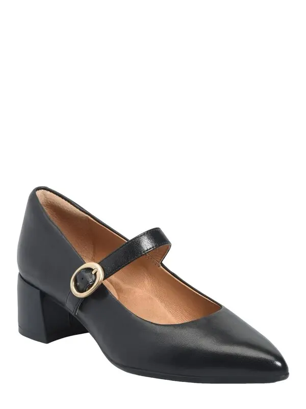 SOFFT Stacy Pointed Toe Mary Jane Block Heel Pumps - Black