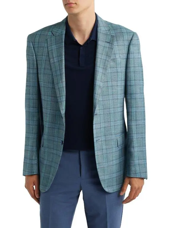 Emporio Armani Green Windowpane Check Sport Coat - Teal