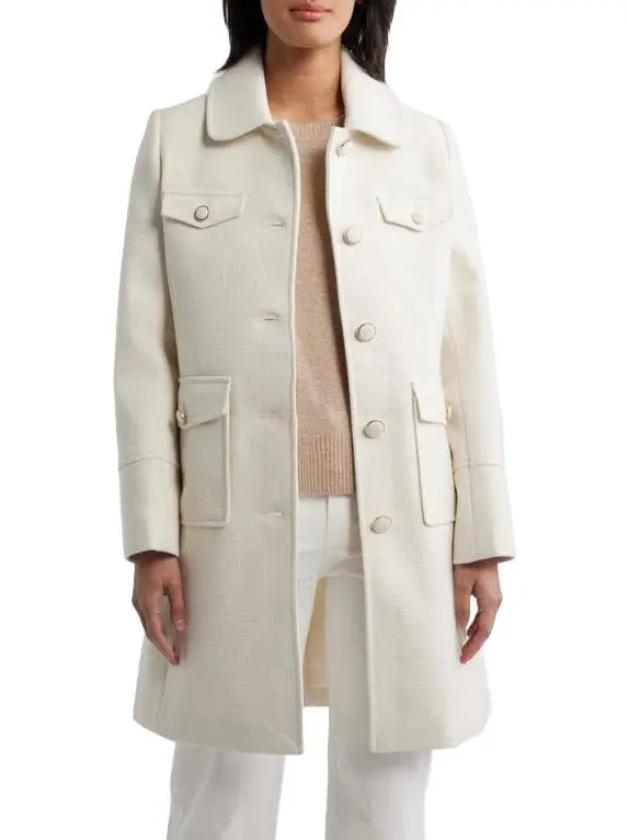 CECE DUPRAZ Textured Flap Pocket Coat - Ivory
