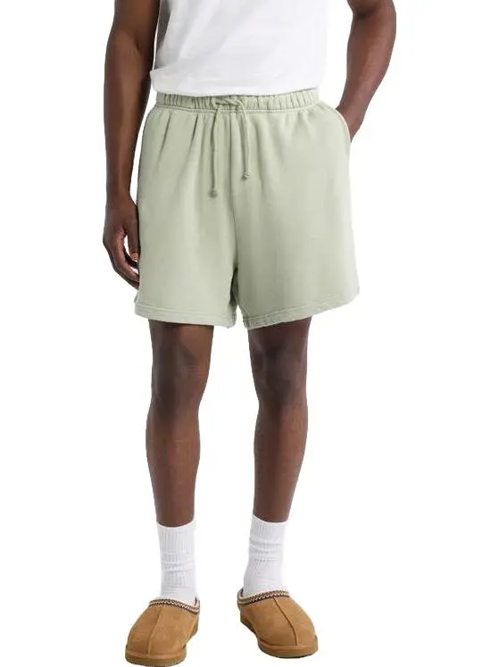 ELWOOD Relaxed Fit Garment-washed Sweat Shorts - Sage