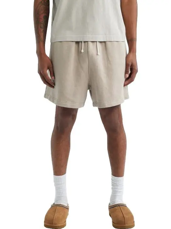 ELWOOD Relaxed Fit Garment-washed Sweat Shorts - Tan