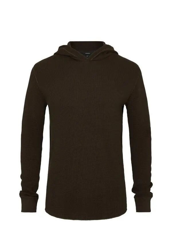 Vince Cotton Thermal Hoodie - Night Moss