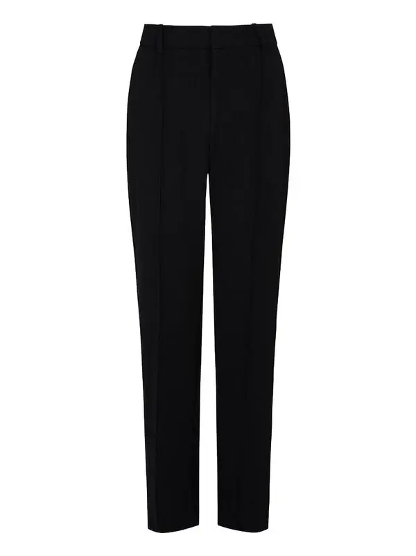 Vince Crepe High-waist Pintuck Trousers - Black