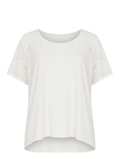 CONQUISTA Short-sleeved Lace Detail Top - White