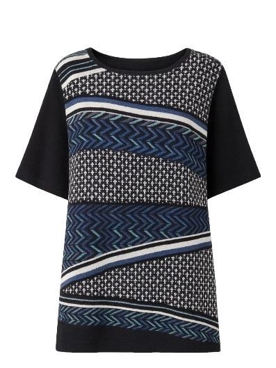 CONQUISTA Printed Tie Waist Top - Green
