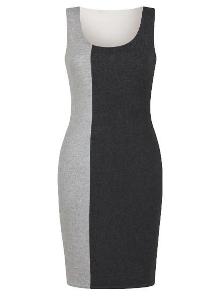 CONQUISTA Sleeveless Two Tone Knit Dress - Grey