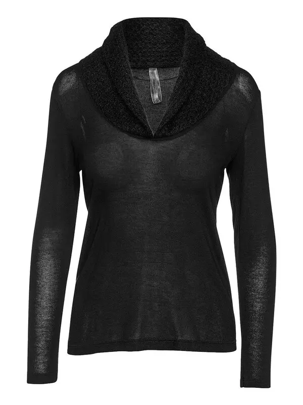 CONQUISTA Long Sleeve V-neck Top - Black