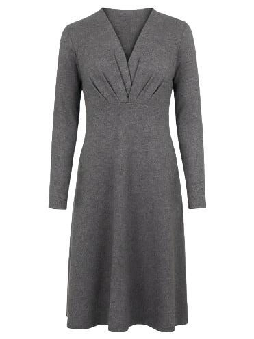 CONQUISTA Long Sleeve Empire Line Dress - Grey