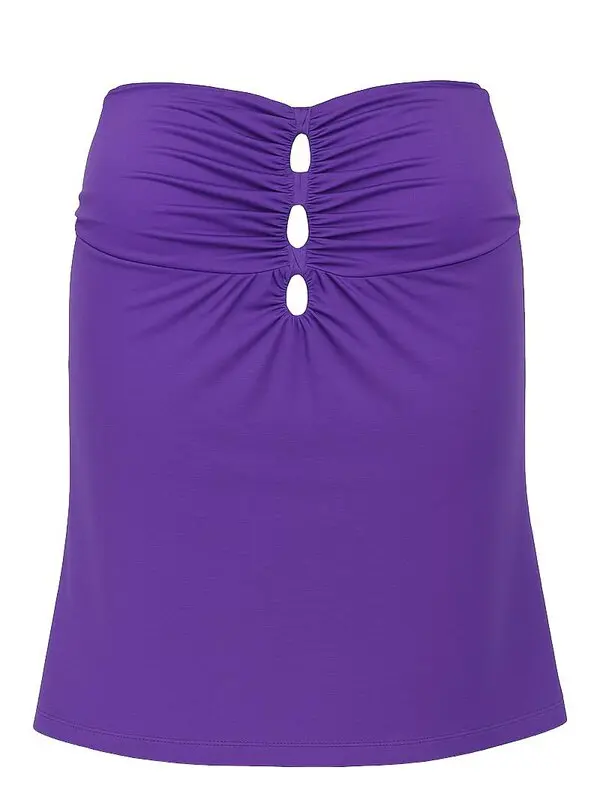 CONQUISTA Strapless Ruched Jersey Top With Keyhole Detail - Purple