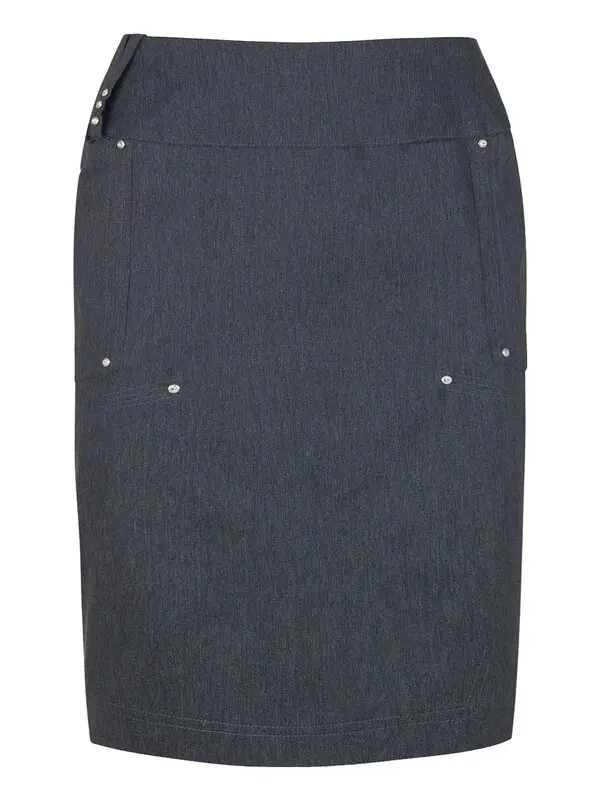 CONQUISTA Embellished Denim Style Pencil Skirt - Grey