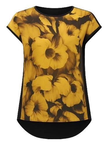 CONQUISTA Sleeveless Printed Top With Rounded Neckline - Black