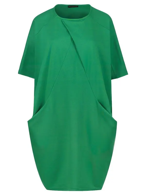CONQUISTA Punto Di Roma Batwing Dress With Pocket Detail - Green