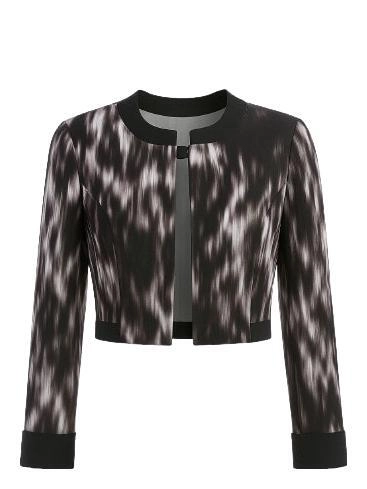 CONQUISTA Printed Bolero Jacket With Alcantara Trim - Black