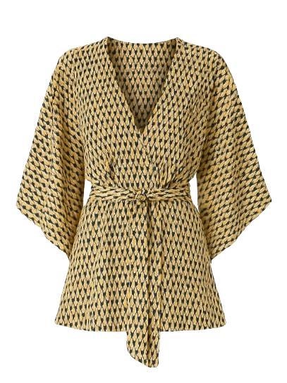 CONQUISTA Printed Kimono - Yellow