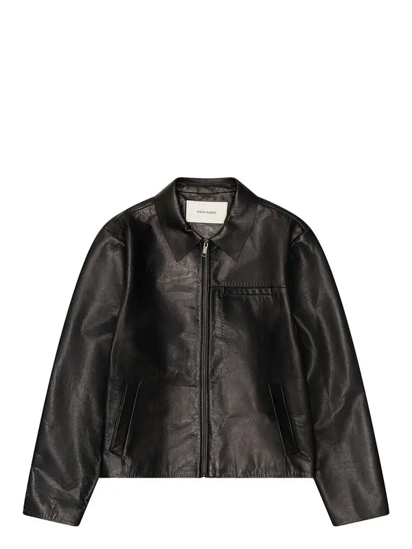 ENTIRE STUDIOS Corehide Leather Zip Up Jacket - Black