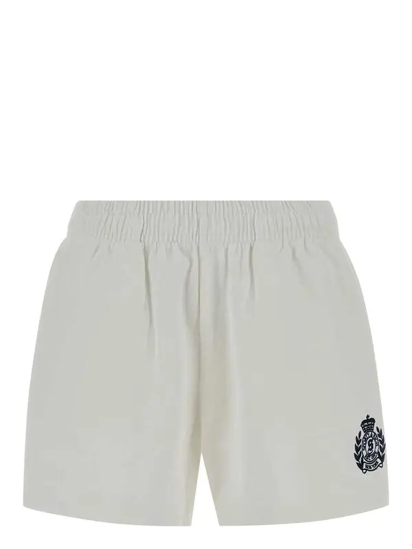 SPORTY & RICH Ny Crest Embroidered Shorts - White