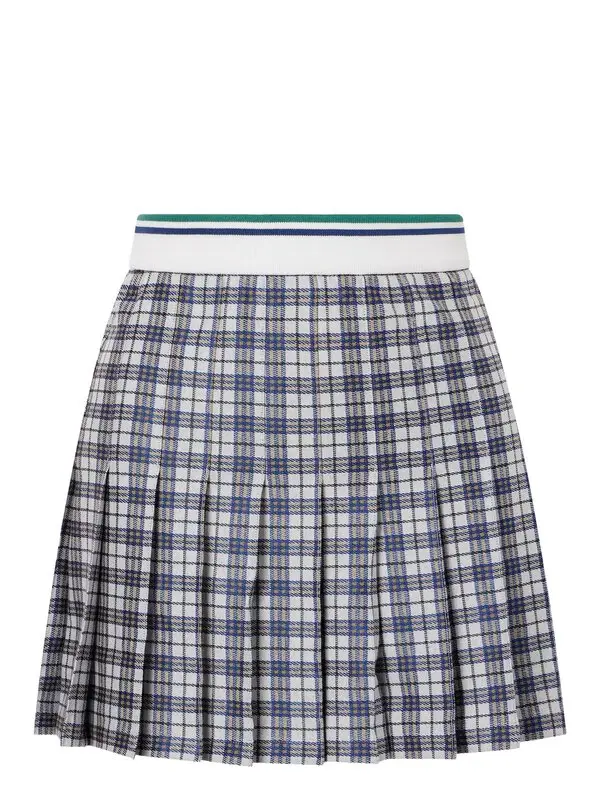 Burberry Daria Pleated Check Skirt - Blue