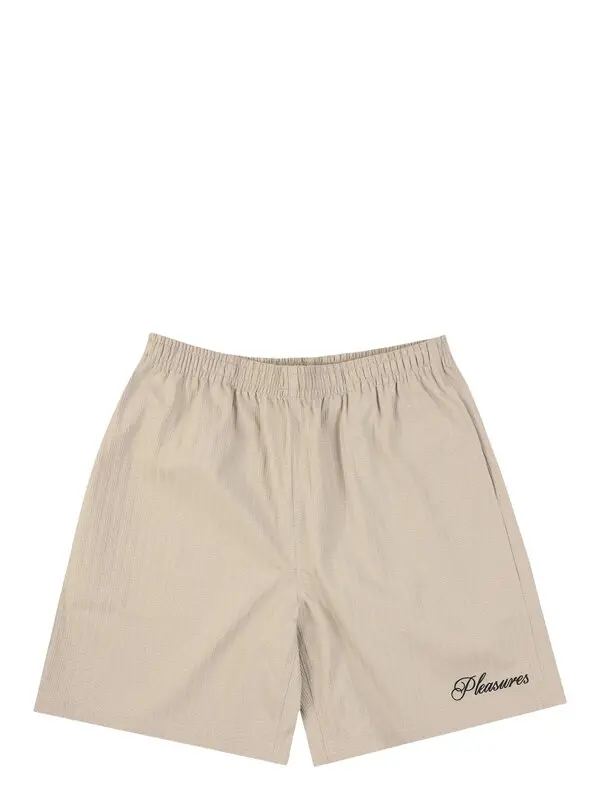PLEASURES Fortunate Textured Stripe Active Shorts - Tan