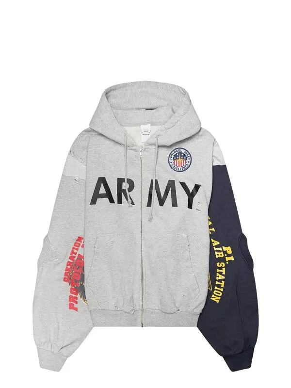 PROTOCOL INDEX Reconstructed Zip Hoodie - Grey