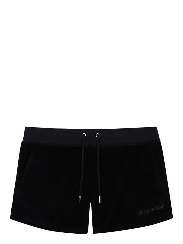 SPORTY & RICH Signature Logo Krystal Shorts - Black