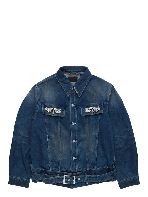 Simone Rocha Embellished Denim Trucker Jacket - Blue