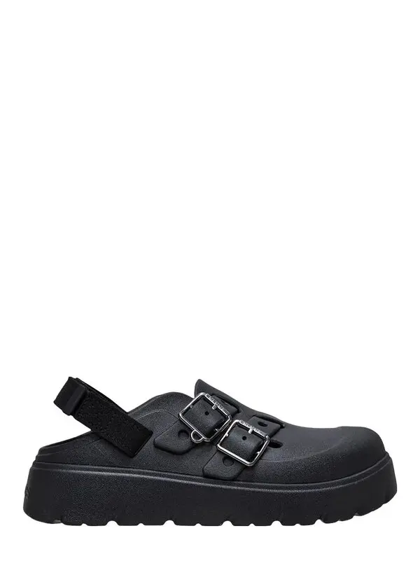 CROCS Buckled Platform Clogs - Black