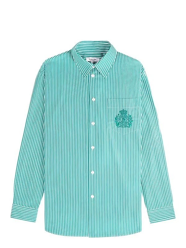 SPORTY & RICH Striped Crest Shirt - Green