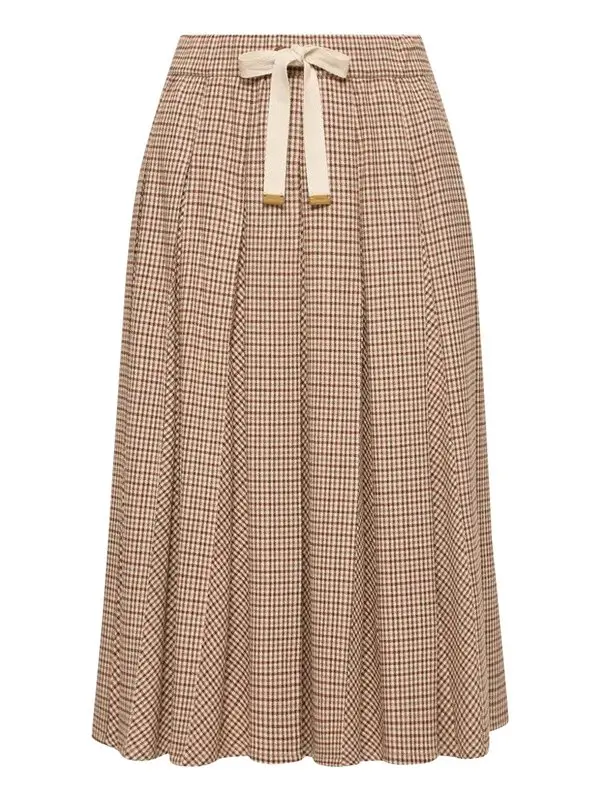 Moncler Checked Midi Skirt - Cream