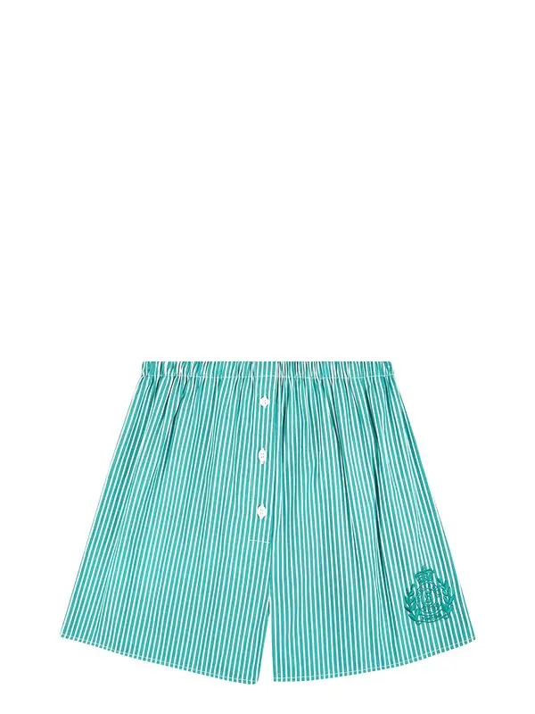 SPORTY & RICH Mini Boxer With Striped Pattern And Embroidered Logo - Green