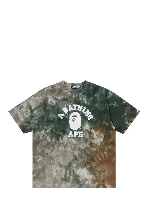 A BATHING APE Tie & Dye College Logo T-shirt - Green