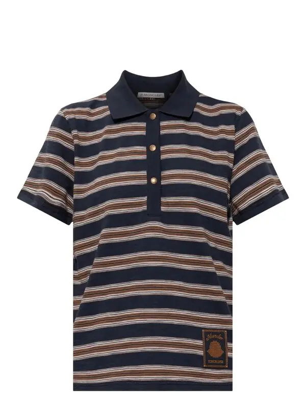 Moncler Striped Short-sleeve Polo Shirt - Blue