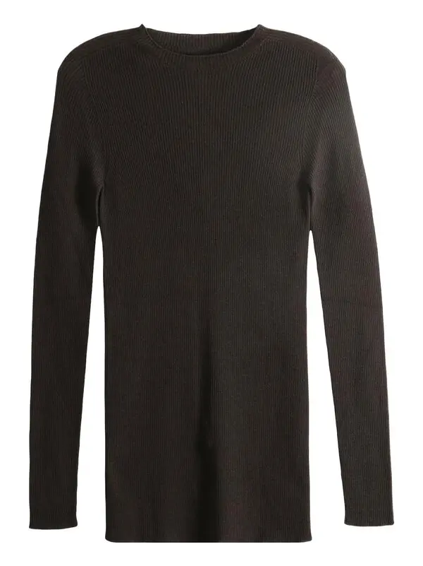 Rick Owens Ribbed Round Neck Knit - Brown