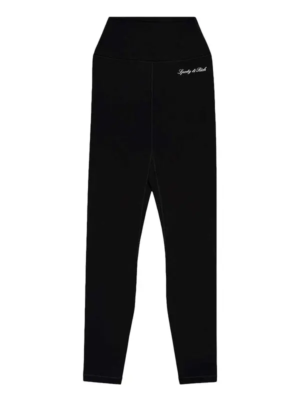 SPORTY & RICH Signature Logo Legging /white - Black