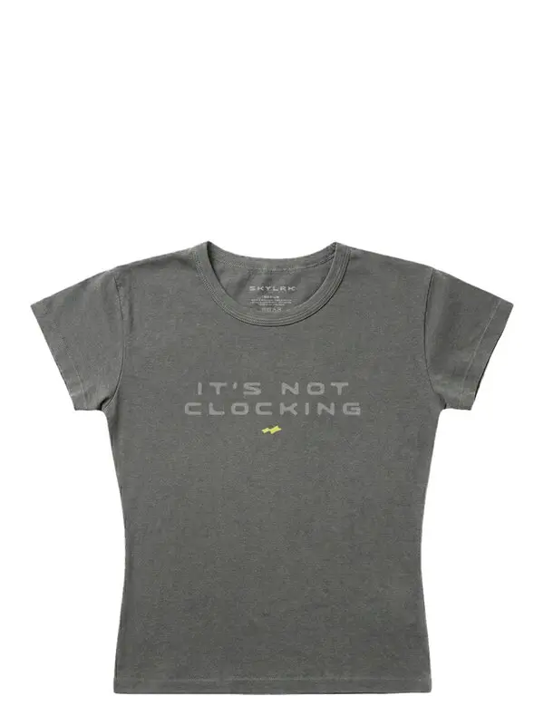 SKYLRK It's Not Clocking" Graphic T-shirt - Grey