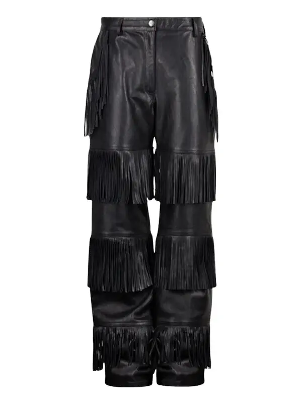 Martine Rose Fringe Leather Trousers - Black