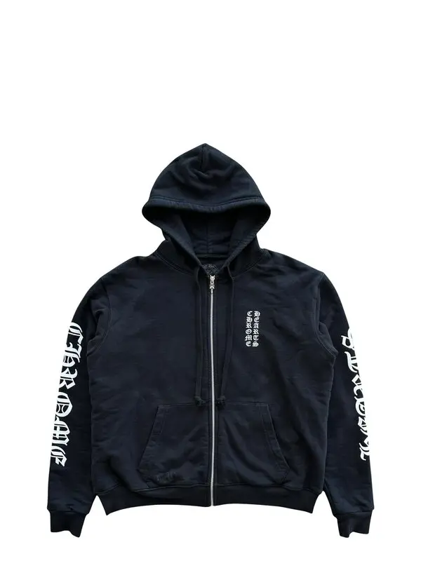 Chrome Hearts Vertical Logo Thermal Lined Zip Up - Black