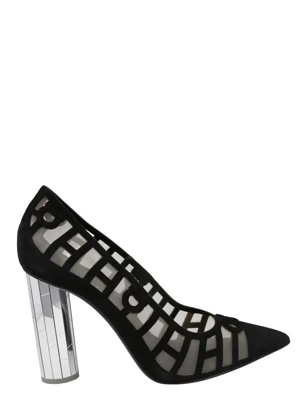 FERRAGAMO Florise X5 Suede Laser Cut Pumps - Black