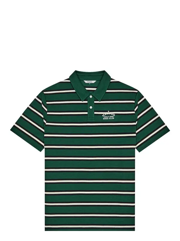 MALBON Fairway Bass Club Striped Polo Shirt - Green