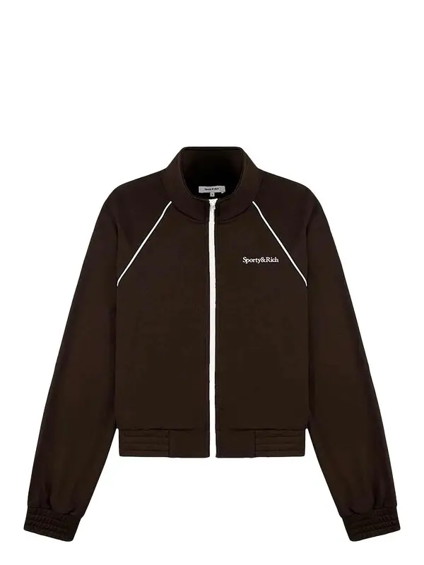 SPORTY & RICH Serif Logo Track Jacket - Brown