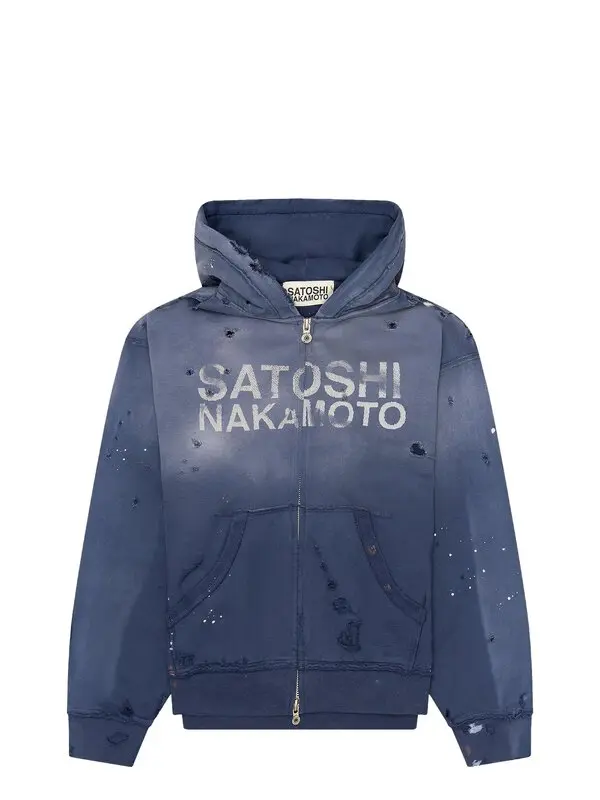 SATOSHI NAKAMOTO Luke Fleece Hoodie - Blue