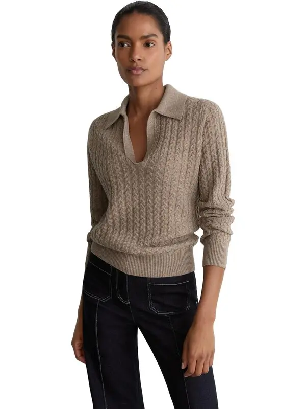 REISS Millie Wool-cashmere Cable-knit Collared Jumper - Neutral