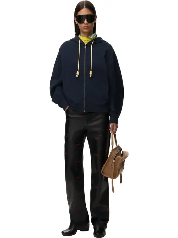Loewe Cotton Fleece Flamenco Hoodie - Navy Blue