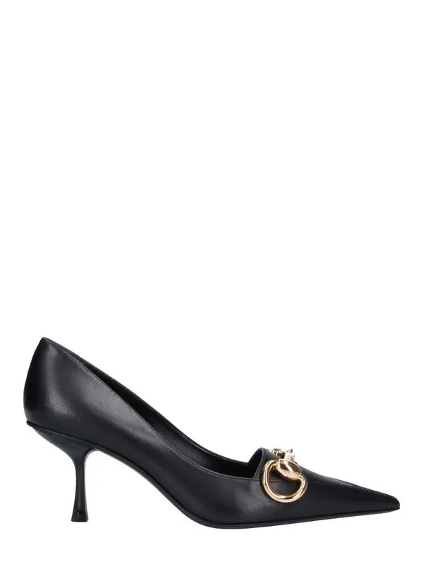 Gucci Boulevard" Pumps In Leather With Gold Horsebit Detail - Black