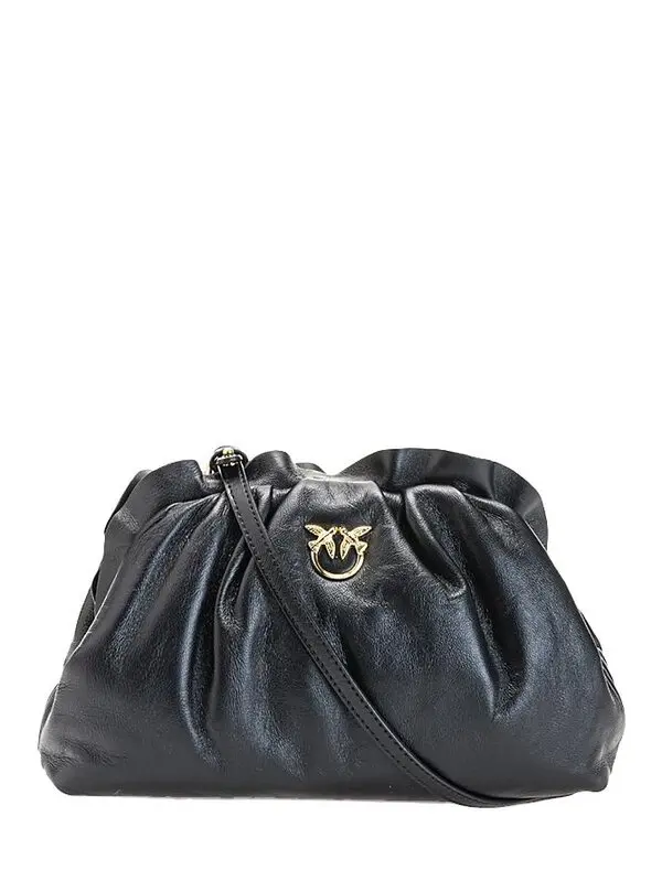 Pinko Leather Clutch With Chain Strap - Nero