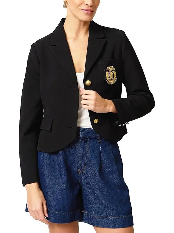 Central Park West Paulie Patch Pocket Blazer - Black